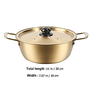 BREWIX Casserole 1Pc Korean Ramen Pot with Lid Milk Heating Pot Stew Pot Kitchen Stockpot Cooking Pot Thickened Stock Pot Vintage Style Stock Pot Large Serving Pot Soup Basins Pasta Pot Basin