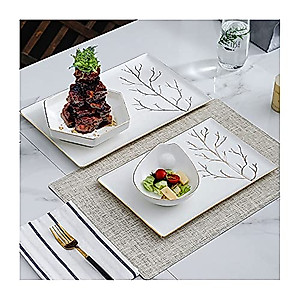 KOWMcp Dinner Plates Hotel Restaurant Home Kitchen Cold Dish Plate Ceramic Fruit Cutlery Plate (Color : F)