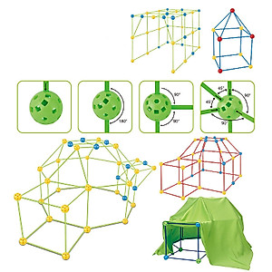 SYBOBO Fort Building Kit for Kids, 88 Pieces Baby Boys Girls Play Tent Rocket Castle Construction Toys Sets Indoor & Outdoor, Kids DIY Creative Learning Fort Building Set for 3-12 Years Old