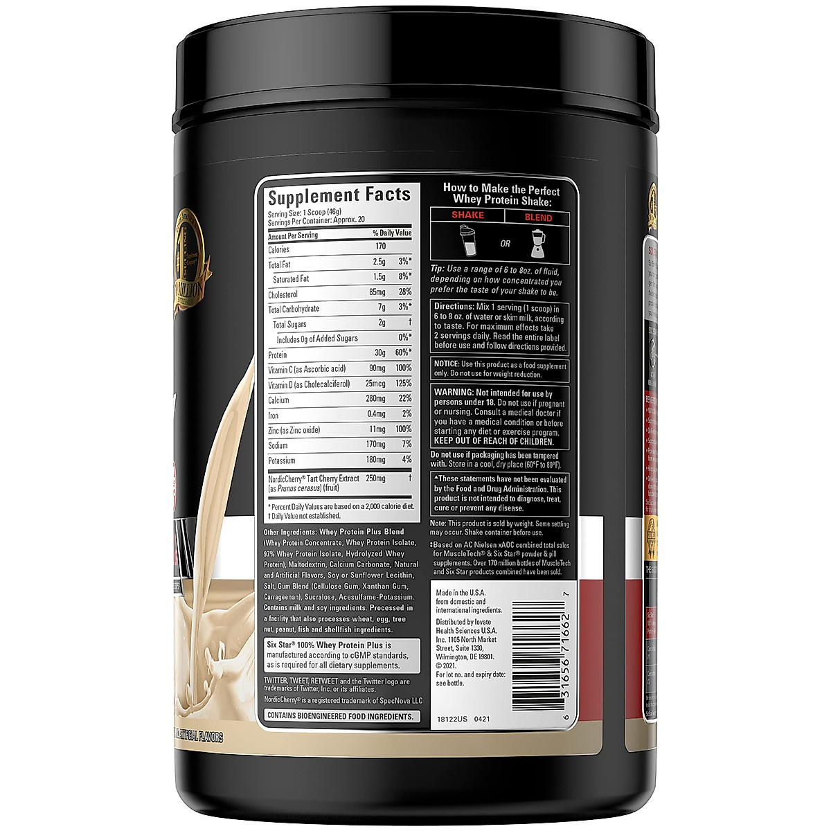 Six Star Whey Protein Powder + Immune Support Whey Protein Plus | Whey Protein Isolate & Peptides + Muscle Builder | Lean Protein Powder for Muscle Gain & Recovery | Vanilla, 2 lbs