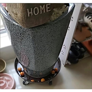 Plant Caddy with Wheels 16 Inches Metal Heavy Duty 2 Pcs - Rolling Plant Stand with Wheels Planter Caddies Round Flower Pot Mover Plant Dolly Holder Planter Trolley Casters