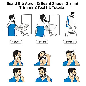 Fathers Day Dad Gifts for Men Beard Bib Apron Beard Shaper Styling Trimming Tool Kit Men's Non-Stick Hair Shaving Beard Hair Catcher Birthday Stocking Stuffers Gifts for Dad Husband Grandpa