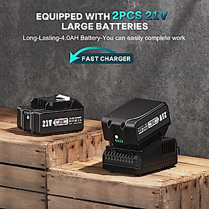 Avhrit Cordless Compact Router, Wood Router Tool With 2PCS 4.0Ah Batteries, 21V Brushless Portable Handheld Palm Routers for Woodworking, Wood Trimmer Cutting with 15 pieces 1/4" Router Bits Set