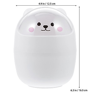 SENTOP Cute Desktop Trash Can, Kawaii Mini Trash Bin with Shake Lid, Garbage Storage Bucket for Desk Car Office Kitchen (White)
