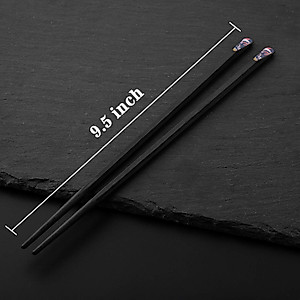 SUPJOYES 6 Pairs Fiberglass Chopsticks - Reusable Japanese Chopsticks Dishwasher Safe, Non-Slip Chop Sticks Multipack, 9.5 Inch