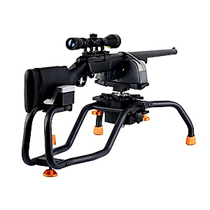 PORMUCAL Adjustable Ambidextrous Rifle Hunting Shooting Rest for Outdoor Range with Deluxe Universal Front Rest Bag