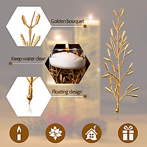 30 Pieces Faux Flowers for Floating Candles Centerpiece 6 Inch Mini Flower Filler Vase Fillers Filling in Floating Candles for Wedding Dinning Table Party Home Bar Restaurant Decoration (Gold)