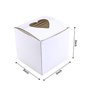 Newbested 50 Pack 3" Mini Individual White Cupcake Box with Heart Shaped Window,Small Single Favor Bakery Candy Paper Box Container for Mini Cake Cupcake Cookie Dessert Pastry Wedding Valentine's Day
