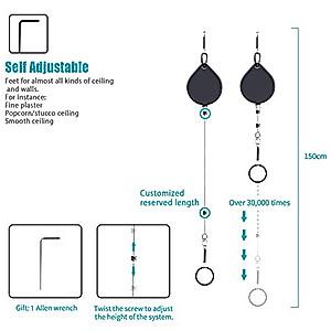 KIWI design VR Cable Management, Ceiling Pulley System fits HTC Vive/Vive Pro/Rift/Rift S Link Cable Compatible with Quest 3/2/Quest/Valve Index VR Accessories (Black, 6 Pack)