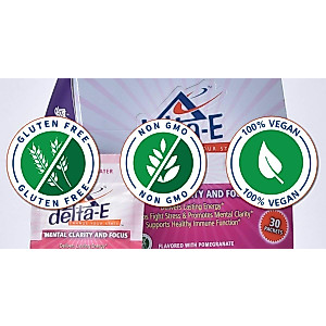 Delta-E Mental Clarity & Focus! Energy Drink Non-GMO, 100% Vegan & Gluten Free (30 Packets)