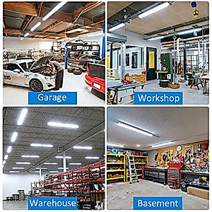 CNSUNWAY 2FT LED Shop Light, 24W 2680LM 6000K Super Bright, T8 Integrated LED Light Fixture, D-Shaped, High Output, Linkable Utility Shop Lights for Room, Garage, Workbench, Under Cabinet (2 Pack)
