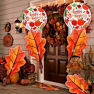 KatchOn, Happy Thanksgiving Balloons - Large 27 Inch, Pack of 6 | Large Fall Leaf Balloons - 27 Inch, Pack of 6 | Fall Balloon for Fall Decorations | Maple Leaf Balloons for Thanksgiving Decorations