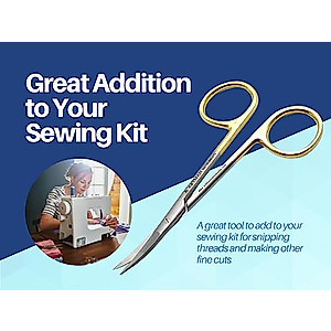Scissors 4.5 inches Curved with Tungsten Carbide Inserts| Gold Plated Handle Extra Sharp and Durable by ARTMAN INSTRUMENTS