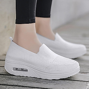 Keilinia Women's Air Cushion Orthotic Comfy Walking Shoes,Lightweight Breathe Mesh Slip-On Diabetic Casual Sneakers (9,Black)