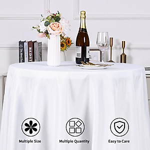 Fixwal 120 Inch White Round Tablecloth, 6 Pack Round Table Cloth Polyester Fabric Washable Table Covers for Wedding, Party, Banquet, Dining, Birthday Events