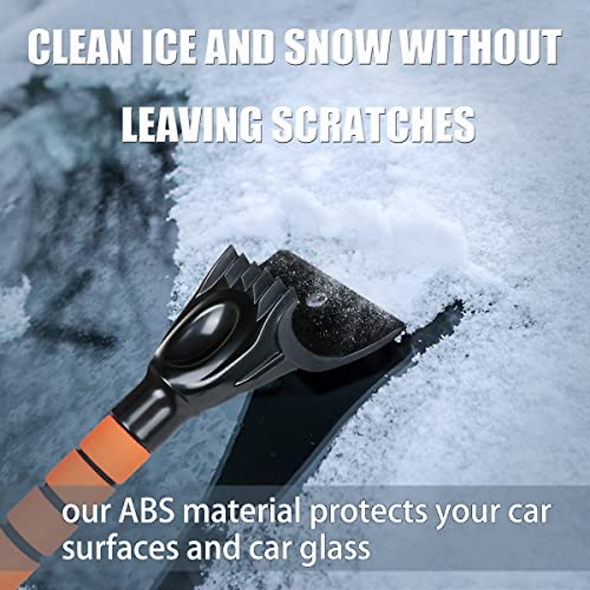 BHYTAKI Snow Brush and Detachable Ice Scraper, 27" Snow Removal Tool Car Brush with Ergonomic Comfortable Foam Grip for Christmas Car Truck SUV- No Scratch (Heavy Duty ABS, PVC Brush)