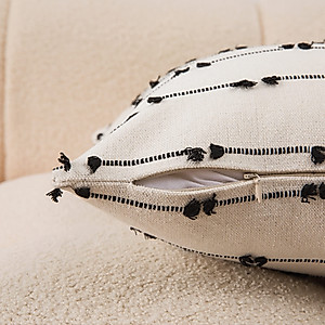 NiNi ALL Decorative Throw Pillow Covers Pack of 2 Boho Linen Throw Pillow Cases for Couch Modern Farmhouse 18x18 Inches Black Pillows Cover Bedroom Living Room Outdoor