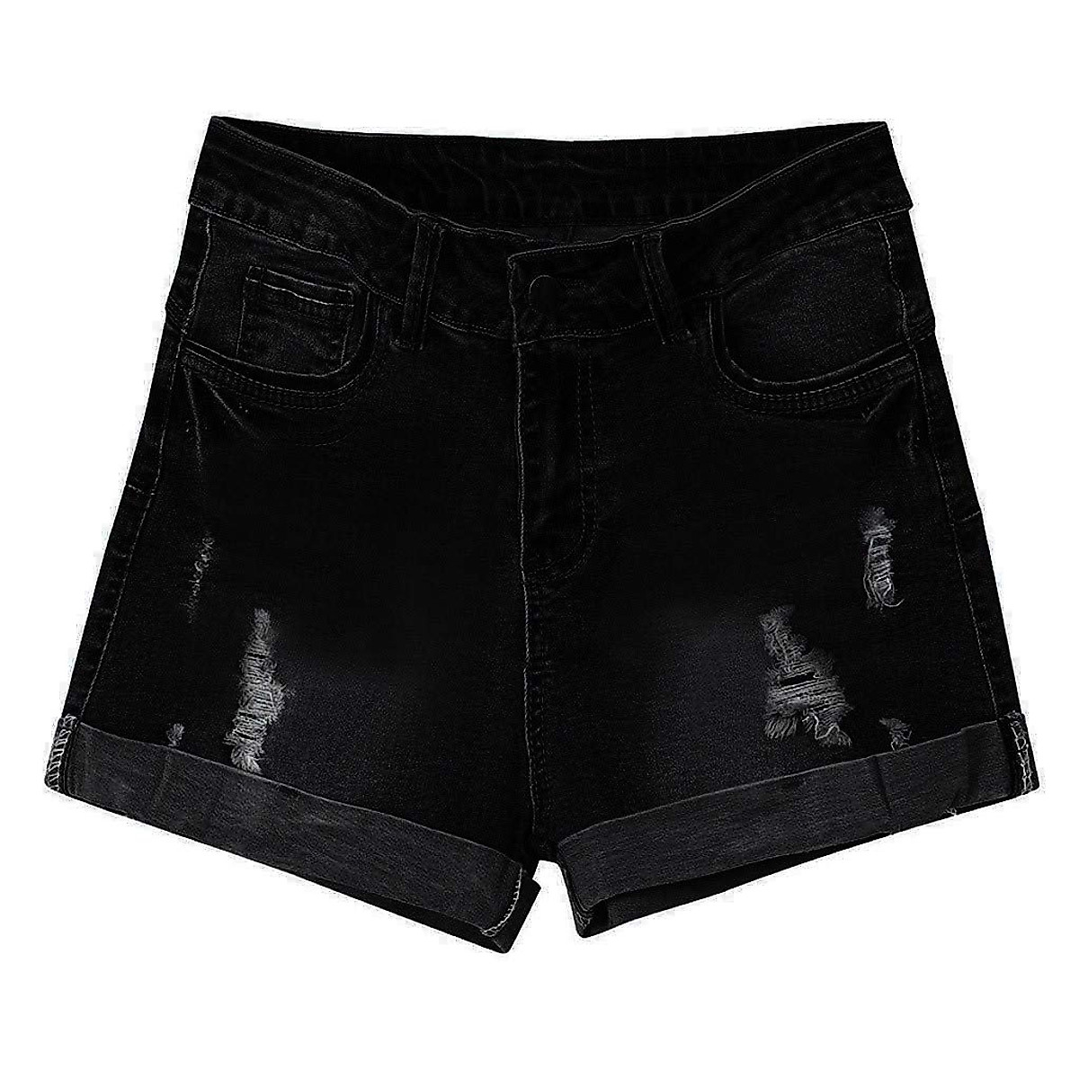 Fashion Low Waisted Mini Shorts ,THENLIAN Women Washed Ripped Hole Short Jeans Denim Pants Shorts(M, Black)