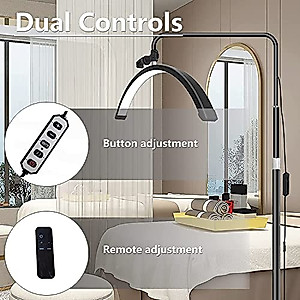 CJSGY Lash Light, LED Floor Lamp, Lash Light for Lash Extensions, Floor Lamp for Reading, Lash Lamp, Adjustable Standing Lamp with Remote, Eyelash Light, LED Half Moon Lash Light,Black