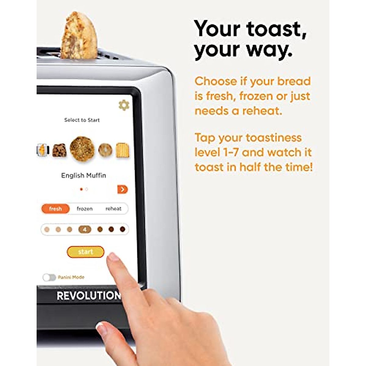 Revolution R180S Touchscreen Toaster with Patented InstaGLO® Technology – Stainless Steel/Chrome, plus Panini Mode