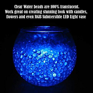 SooperBeads 20,000 Vase Filler Beads Gems Water Growing Crystal Clear Translucent Gel Pearls For Vases, Wedding Centerpiece, Floral Decoration, Plants, Kids Sensory Play Water table activities (Clear)