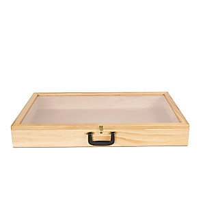 SSWBasics 36-Inch Portable Natural Pine Wood Countertop Display Case - Showcase Your Items in Style with a 24" W x 36" L x 4" D Elegant and Versatile Display Box