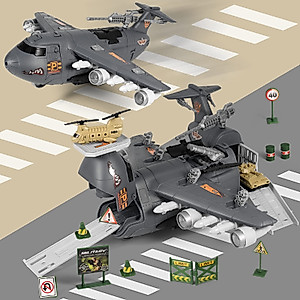 Hadooqn Military Airplane Toys for Boys,Army Toys for Boys Age 4-7,Military Toys with 8 Vehicles,Army Men,Helicopter Toys for Kids Boys Girls Birthday Gifts