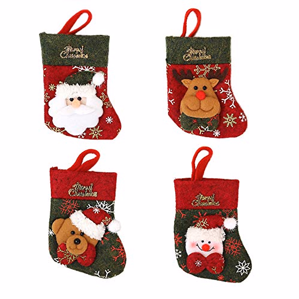 4 Pack of Christmas Cutlery Set, Snowman Santa Moose Knife and Fork Bag Cover Flatware Silverware Holders Xmas New Year Party Table Decoration Ornaments Socks