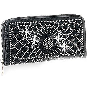 ZzFab Sparkle Wallet Matching Starburst Rhinestone Wallet for Sparkle Purse Black