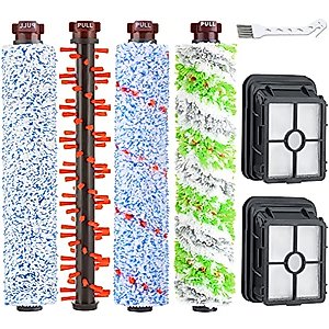 Filter Brush Replacement Compatible with Bissell CrossWave, 4 Brush Roll 1868 + 3 Vacuum Filter 1866, Compare to Part 1608683, 160-8683, 1608684