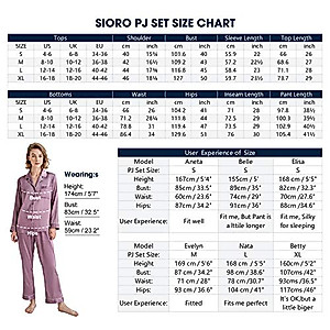 SIORO Silky Pajamas for Women Satin Pajama Sets Long Sleeve Button Down Sleepwear PJ's Soft Loungewear, Blue Grey, Medium