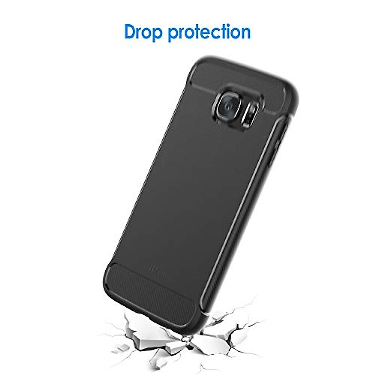 JETech Slim Case for Samsung Galaxy S6 (NOT for S6 Edge), Protective Cover with Shock-Absorption and Carbon Fiber Design, Black