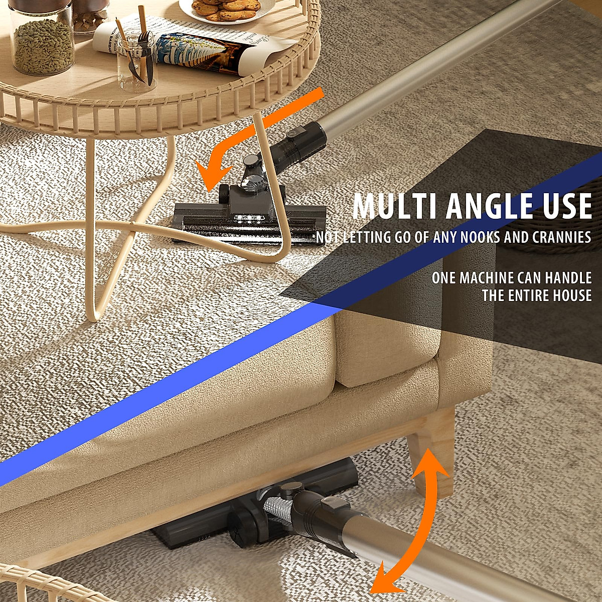 EFAN Cordless Vacuum Cleaner, 6 in 1 Stick Vacuum Cleaners for Home Carpet Hardwood Floor, Wireless Household Vaccum with HEPA Filtration, 16Kpa Powerful Suction, Up to 30mins Runtime, LED Headlight