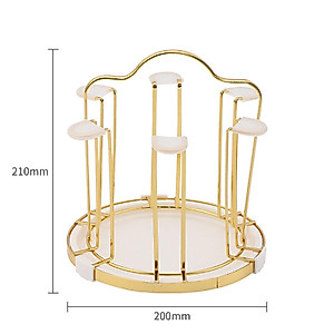 Qianly Cup Drying Rack with Drainboard Tray, Cup Stand Holder, Drinking Glass Drainer Stand Mugs Cups Organizer for Tea Shop Office, White