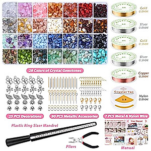 selizo Ring Making Kit with Crystal Beads, 28 Colors Crystal Jewelry Making Kit with Crystals, Jewelry Wire, Pliers and Earring Making Supplies for Jewelry Making