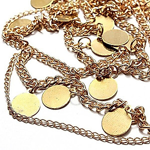 Wekicici Boho Gold Disc Tassel Pendant Spangles Hair Bands for Women and Girls Coin Headpiece Party Costume Layering Hair Accessories