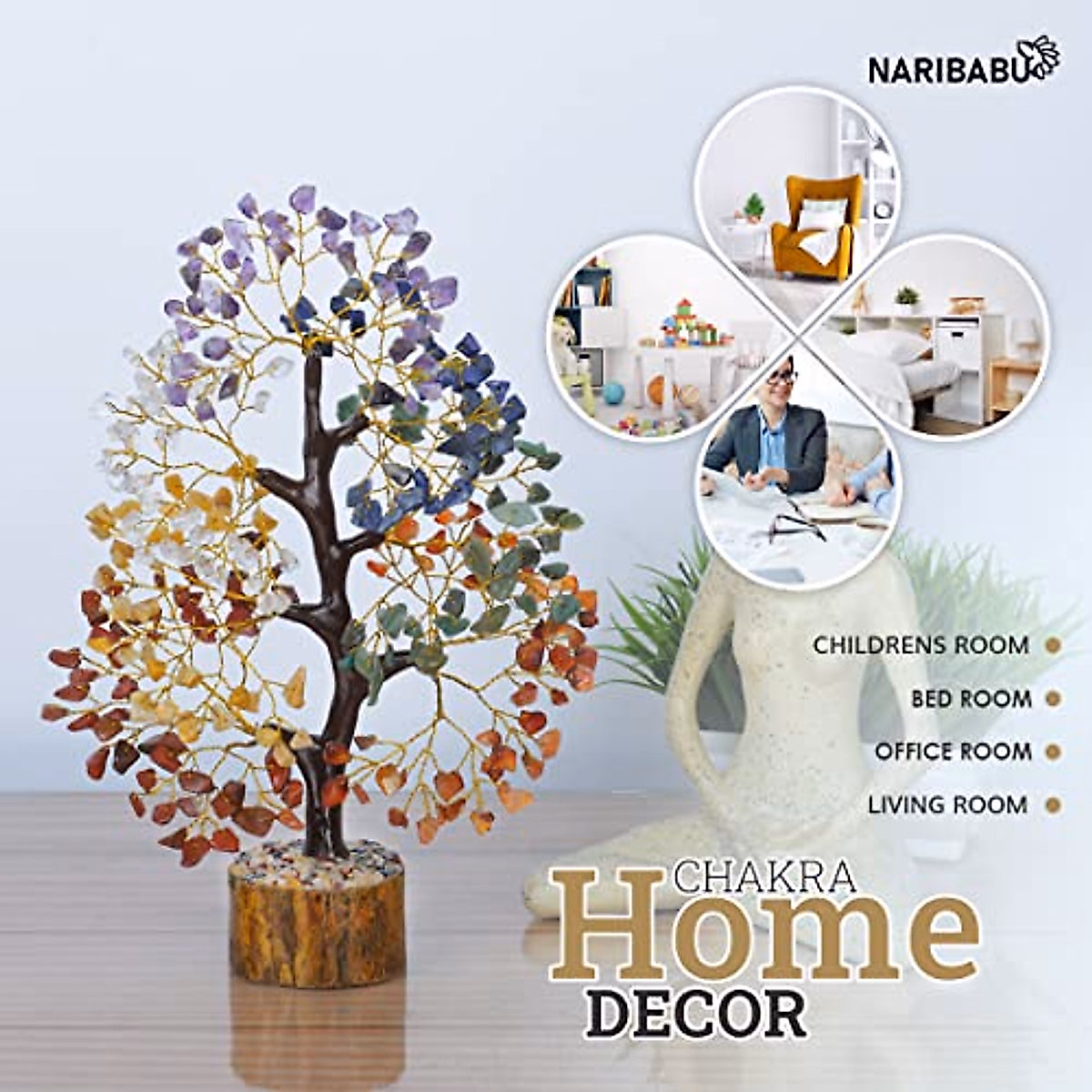 Seven Chakra Tree - Gemstone Tree - Feng Shui Crystal - Crystal Tree for Positive Energy - Gifts for Spiritual People - Crystal Decor - Chakra Crystals