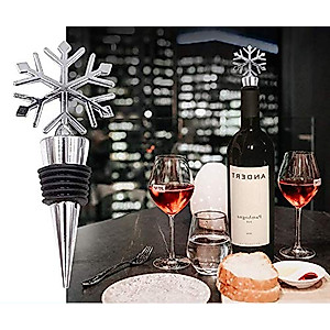 Gracelife 2Pcs Unique Snowflake Alloy Wine Bottle Stopper Christmas Party Bar Gift