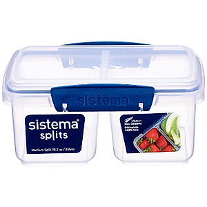 Sistema medium split food container, 835 ml - dark blue and clear