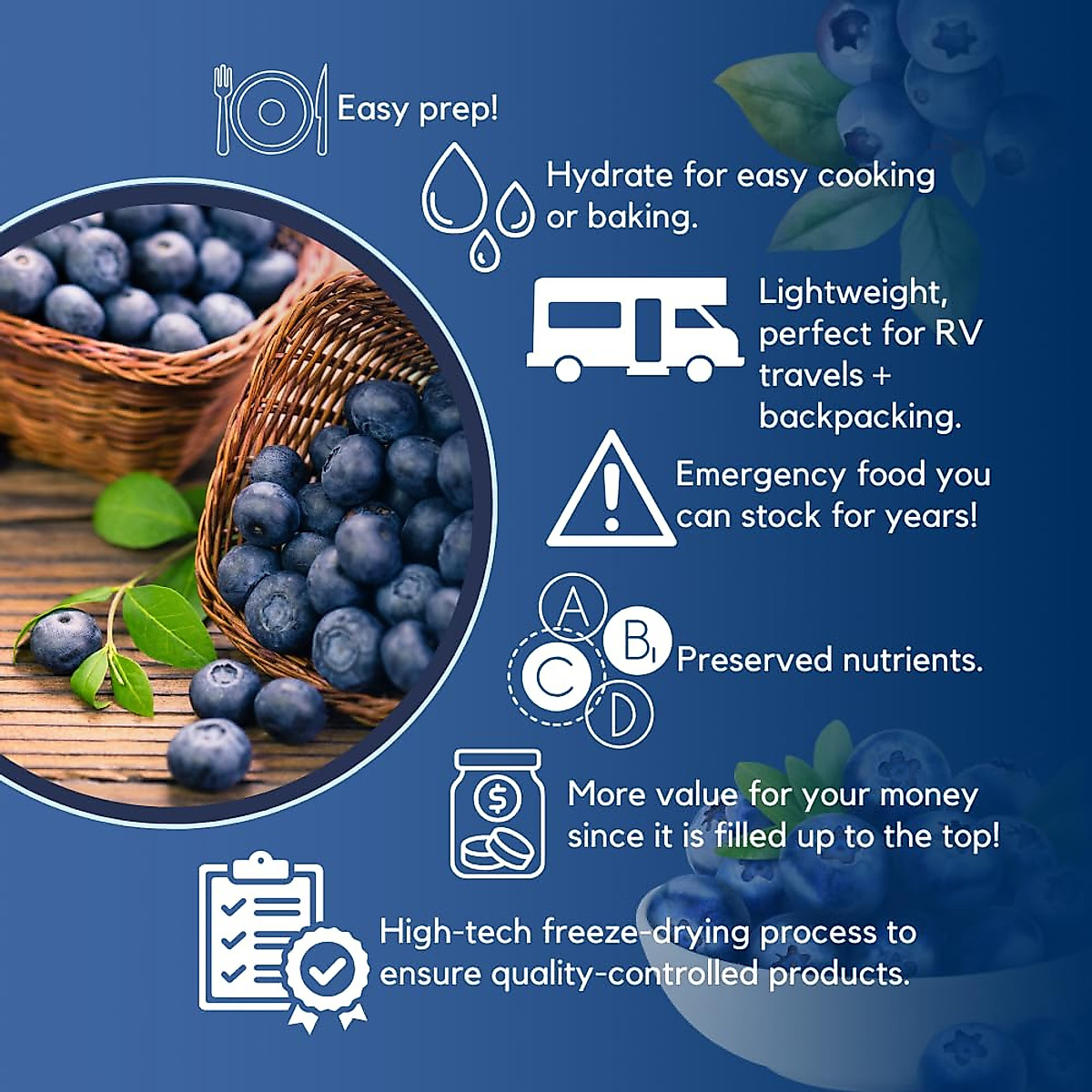 Ready Harvest Freeze-dried Blueberries | Blueberries Freeze-dried Fruit Snacks | Healthy Snacks Trail Mix | Camping food, School Snacks or Emergency Food Supply 30 Years | #10 Can