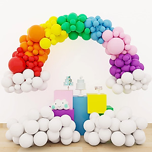 Holicolor Rainbow Balloon Arch Kit 138pcs 5 10 12 18 Inch 8 Assorted Color Latex Balloons Garland for Birthday Wedding Baby Shower Engagement Anniversary Decorations