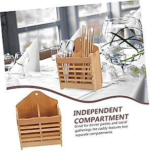 Hemoton 1 Pc Flatware Caddy Utensil Bamboo Drying Tableware Storage Organizer Holder Rack Shelf for Spoon Fork Knife Chopsticks