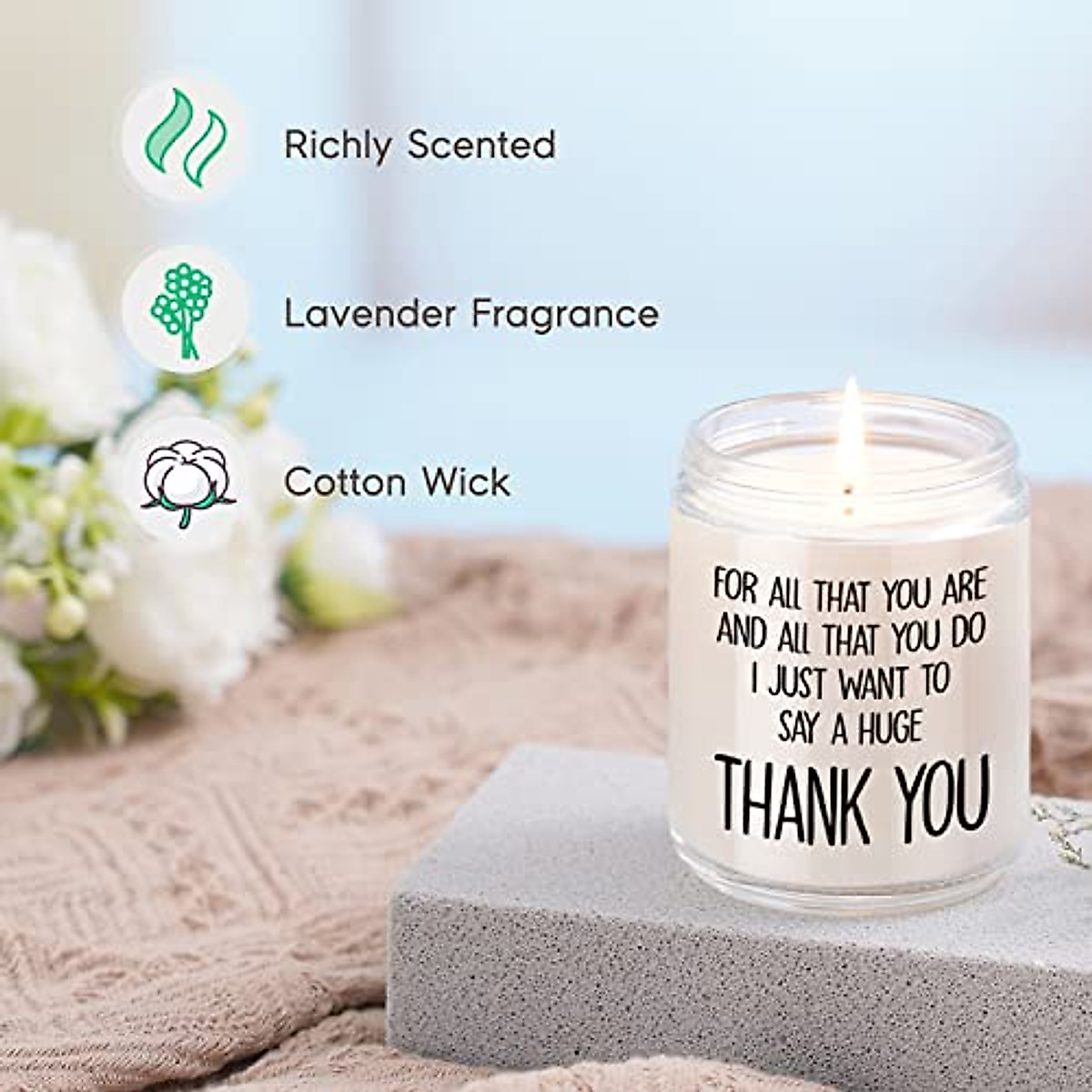 GSPY Scented Candles - Thank You Gifts, Thankful Gifts for Women, Men - Thank You Candle Gifts for Mom, Friend, Coworker, Nurse, Mentor, Boss - Teacher Appreciation Gifts