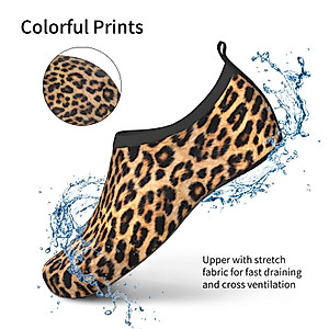 Leopard Print Man Woman's Water Shoes Quick Dry Barefoot Shoe for Beach Surfing Swim Pool