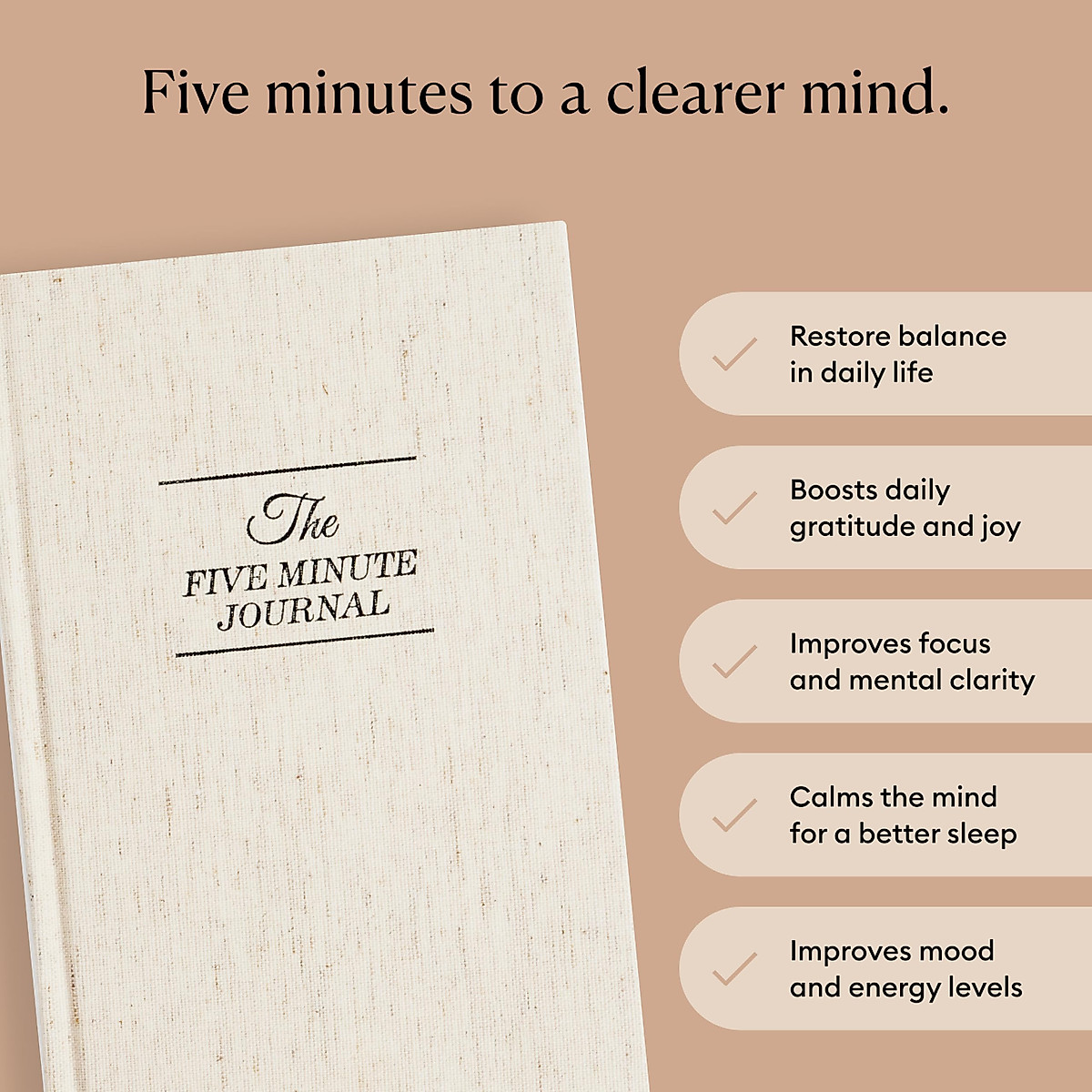 The Five Minute Journal, Original Daily Gratitude Journal, Reflection & Manifestation Journal for Mindfulness, Undated Daily Journal, Plastic-Free, White - Intelligent Change