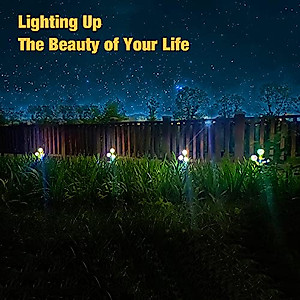 HIXVITA Solar Garden Lights Outdoor Waterproof, 4 Pack Solar Pathway Lights Multicolor, Dandelions Solar Flowers Lights for Patio Yard Flowerbed Pathway Lawn Decoration (2 Working Modes)