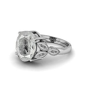 LMDPRAJAPATIS 8.25 Carat White Sapphire Stone Silver Plated Adjustable Ring For Men And Women