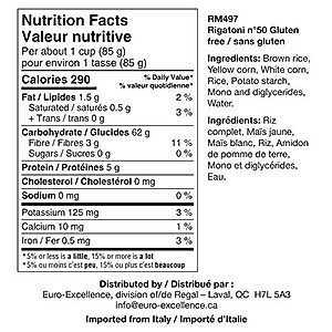 Rummo Italian Pasta GF Rigatoni No.50, Always Al Dente, Certified Gluten-Free, Made in Italy (12oz Package)