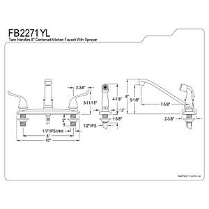 Kingston Brass FB2271YL Yosemite 8" Centerset Kitchen Faucet, Polished Chrome