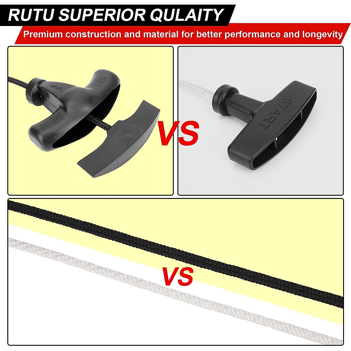 Recoil Starter for Predator 212 Coleman BT200X with Thicker Housing Pawl, RUTU Pull Starter Assembly Replacement for Honda GX160 GX200 5.5HP 6.5HP Small Engine Go Kart Mini Dirt Bike Black